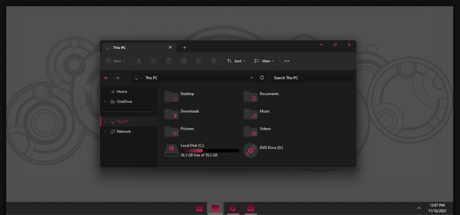 After Dark Red V1 Theme For Windows 11 Theme Pack