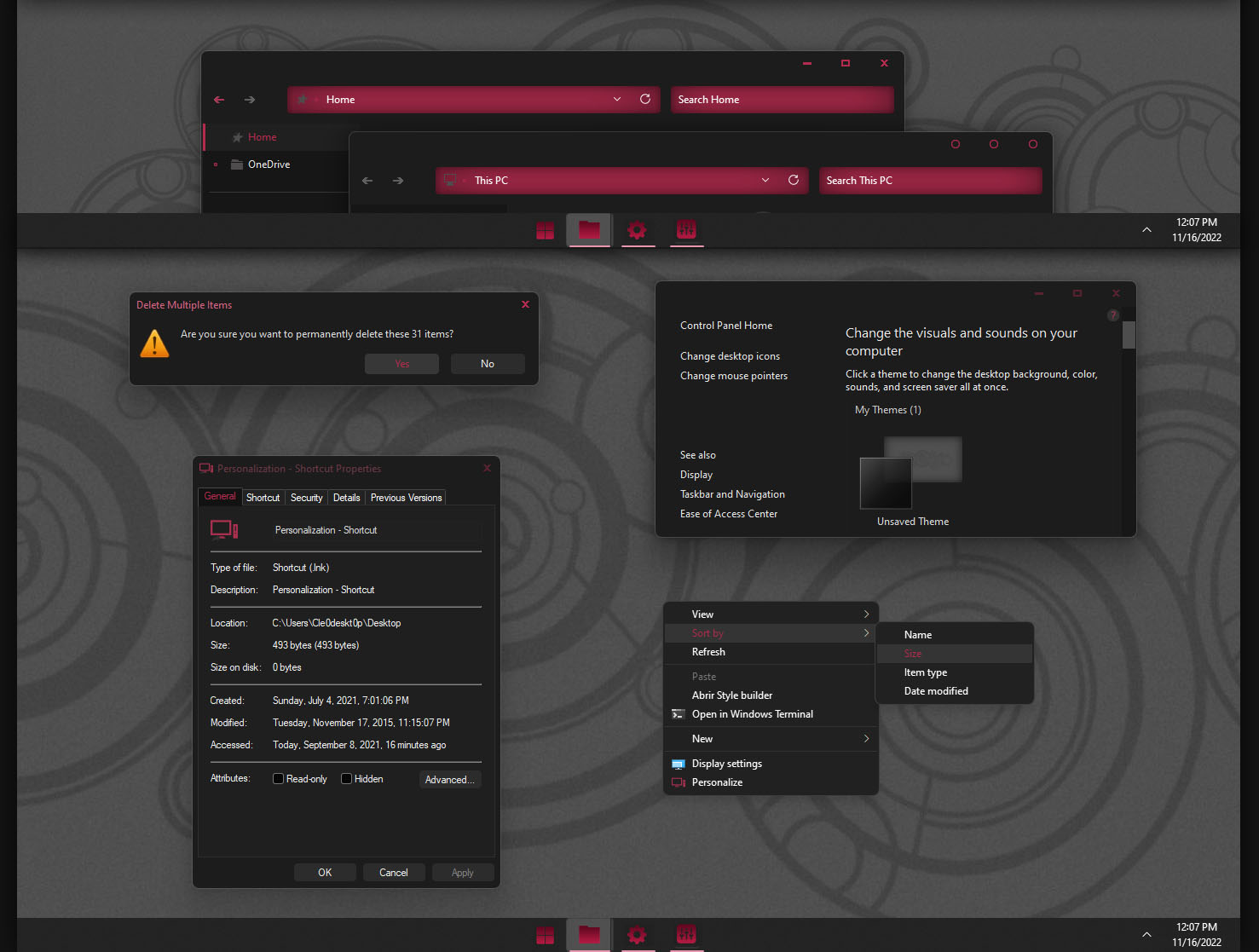 After Dark Red v4 Theme for Windows 11 - Theme Pack
