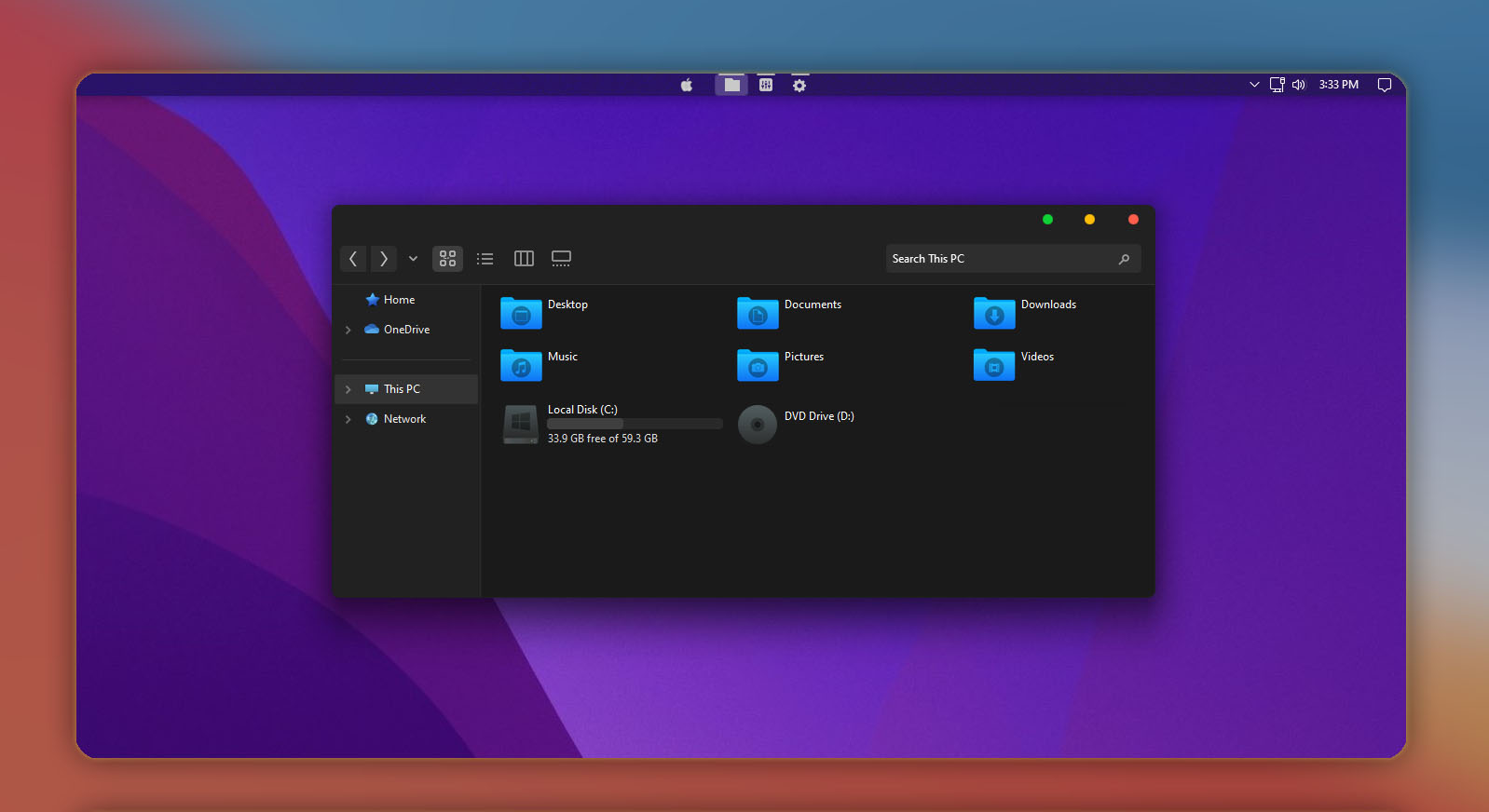 MacOS Monterey Dark v1 Theme for Windows 11 – Theme Pack