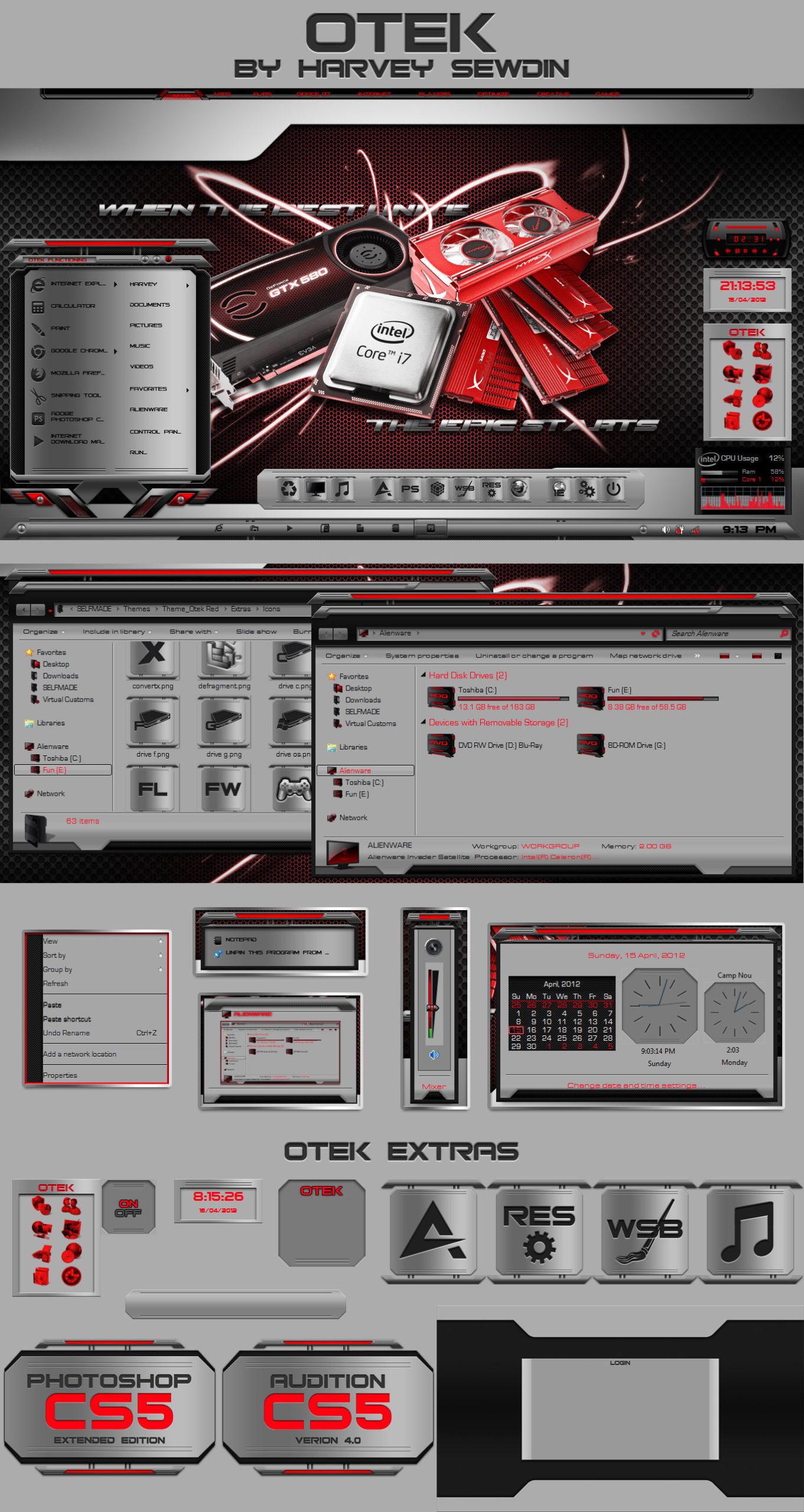 OTEK RED for Windows 11 – Theme Pack