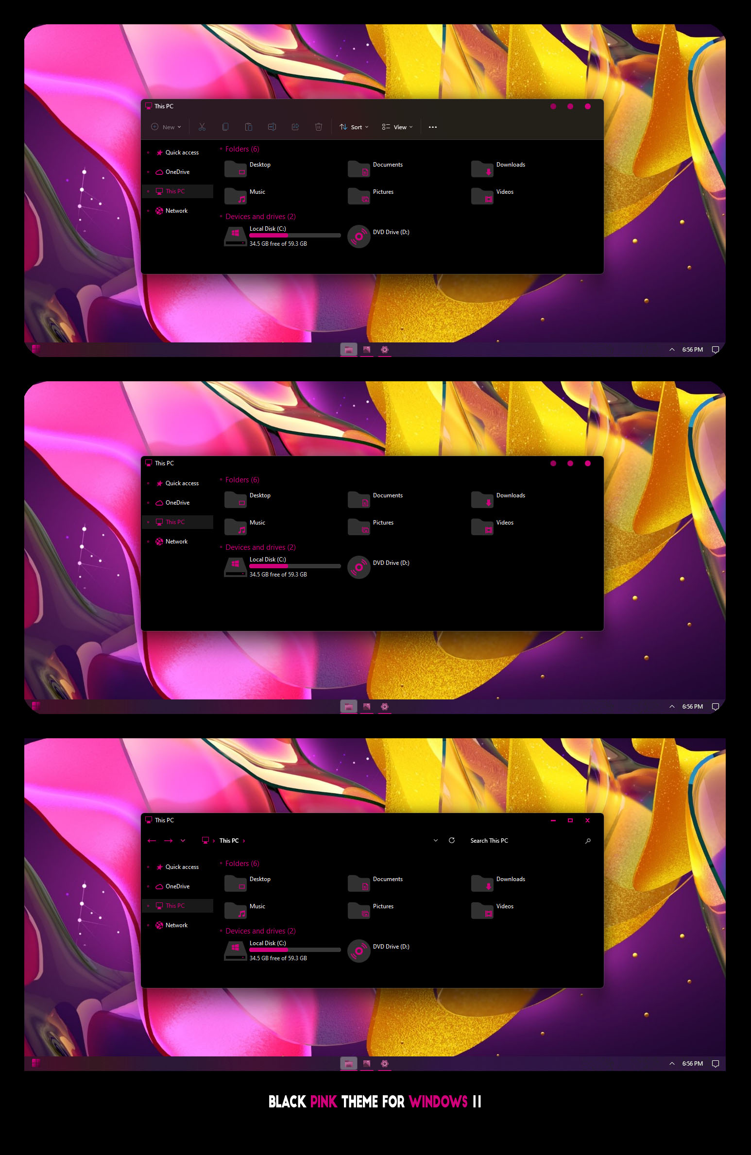 Black Pink v2 Theme for Windows 11 – Theme Pack