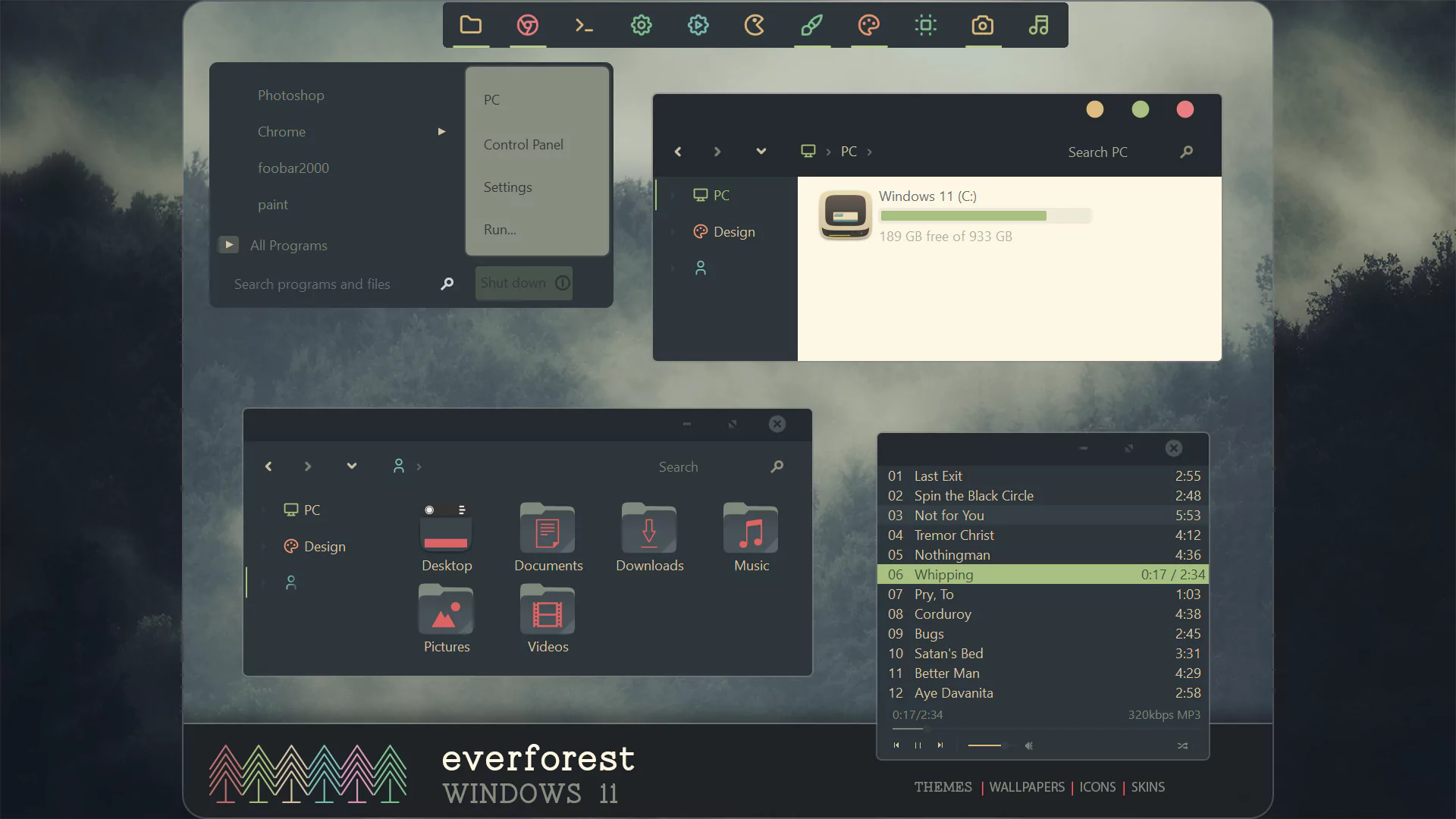 Everforest Theme for Windows 11 – Theme Pack