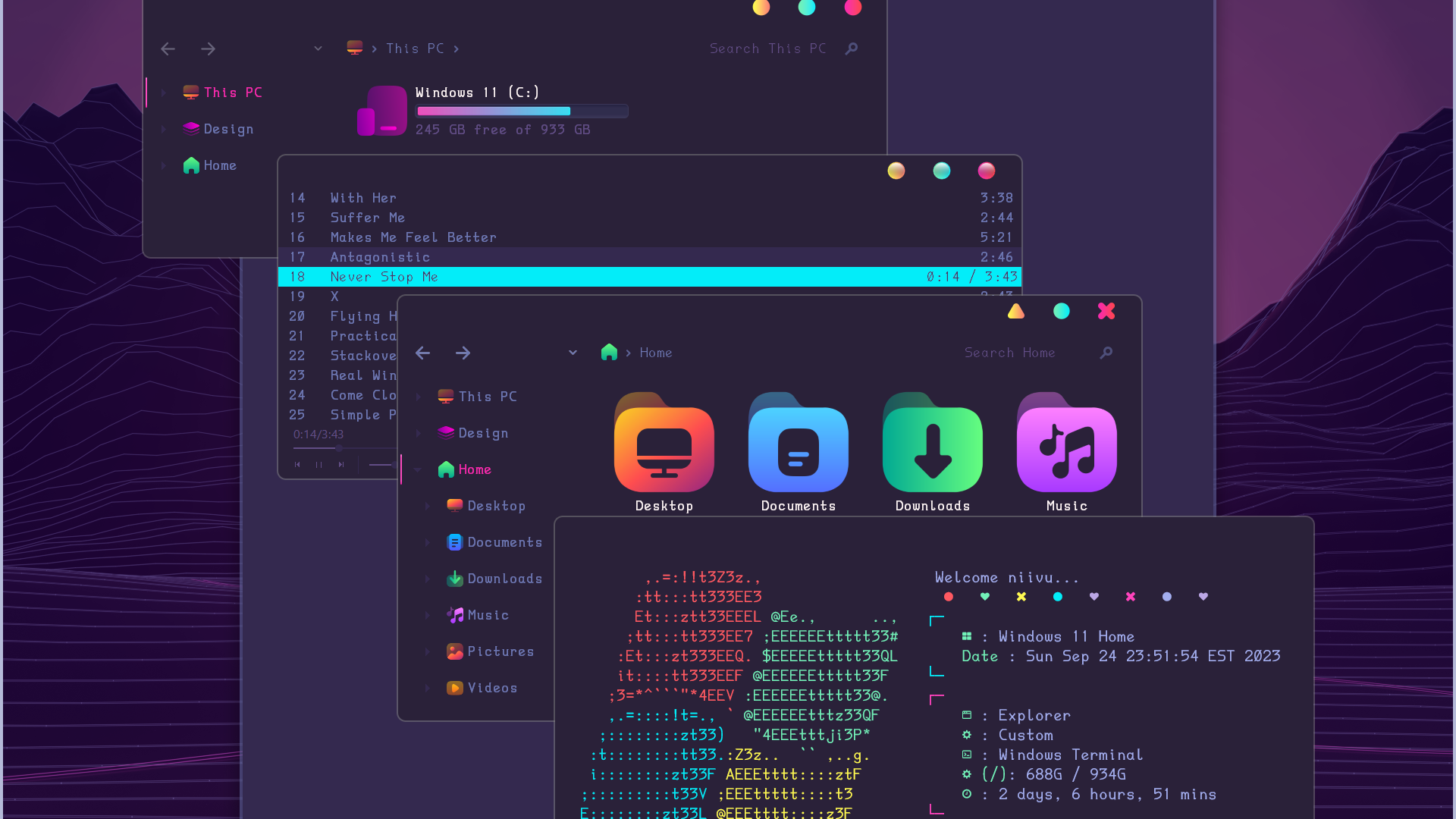 After Dark Green v1 Theme for Windows 11 – Theme Pack