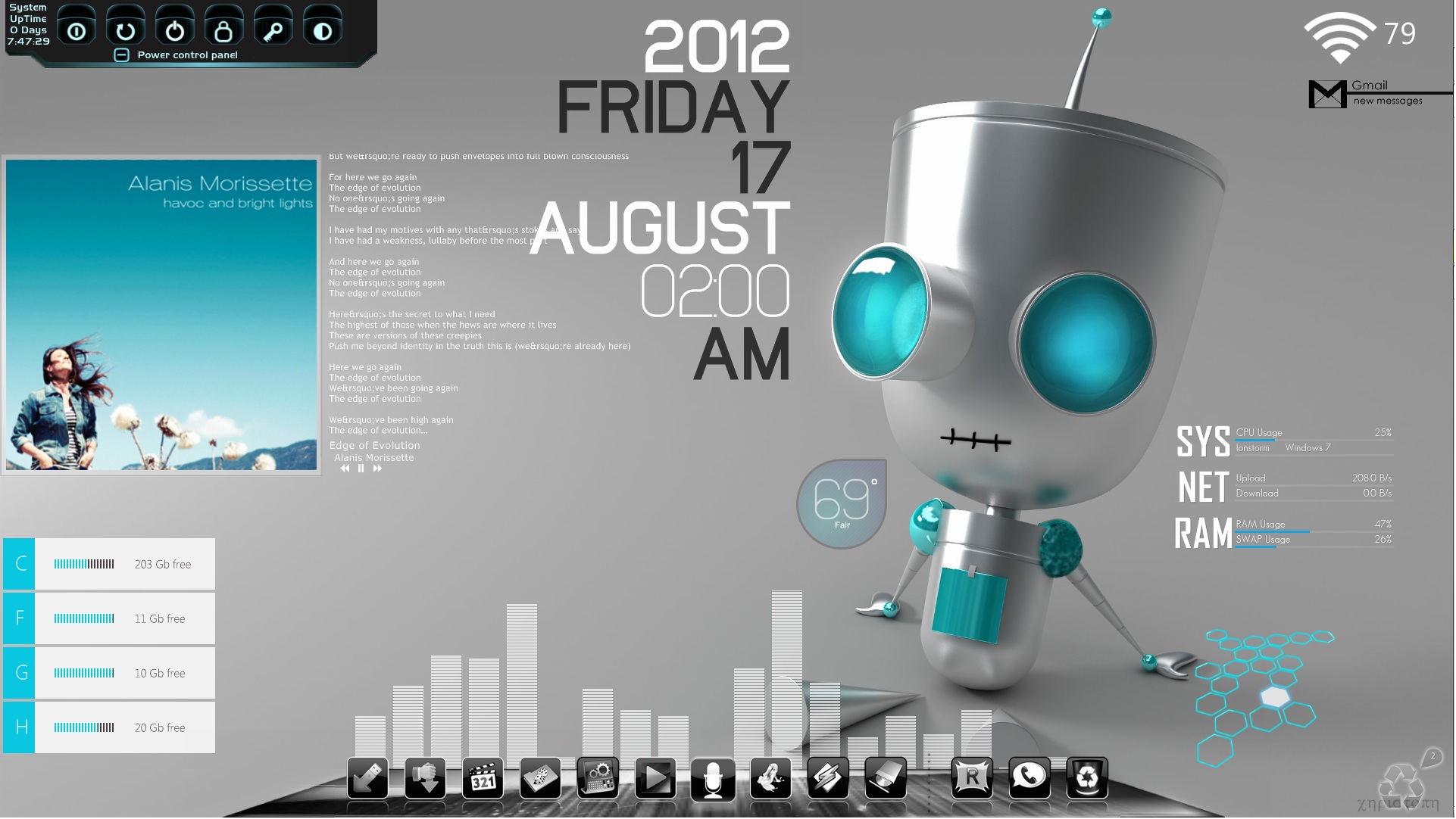 Chillin’ Bot Desktop v2.0 for Rainmeter – Theme Pack