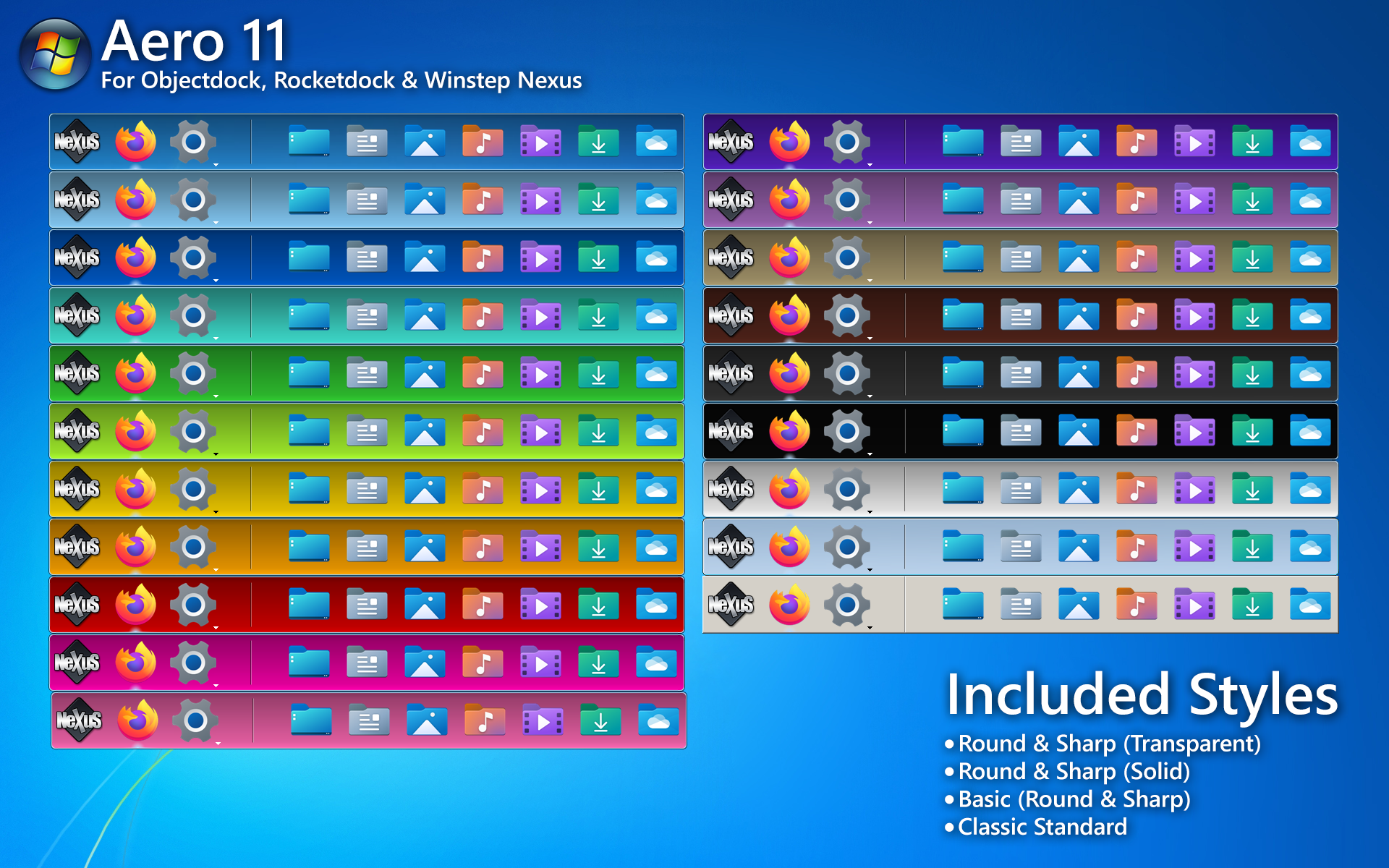 Aero 11 Dock Skin – Theme Pack